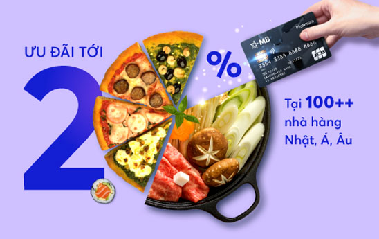 Chủ thẻ tín dụng MB JCB nhận ưu đãi tại hơn 100 nhà hàng