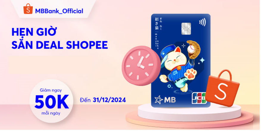 Lướt Shopee - giảm ngay 50K mỗi ngày cùng thẻ MB JCB