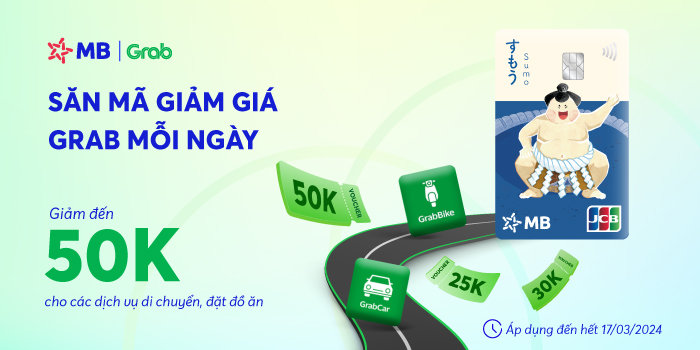 Săn kho voucher Grab mỗi ngày cùng MB JCB