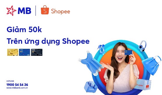Giảm ngay 50.000đ khi thanh toán với thẻ MB Visa trên ứng dụng Shopee